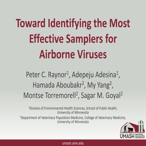 Dr. Peter Raynor - Towards Identifying the Most Effective Air Samplers ...