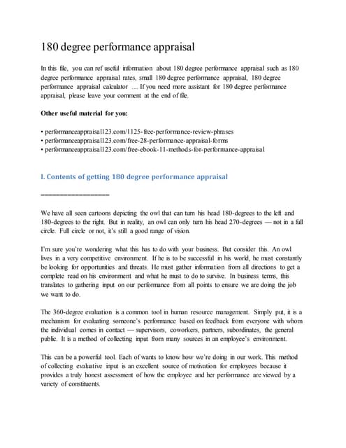 Performance Appraisal Degrees (90,180,240,360,540&720) | PDF