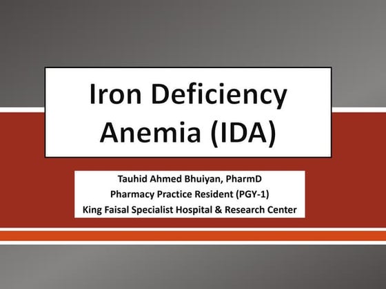 Iron deficiency anemia. | PPT