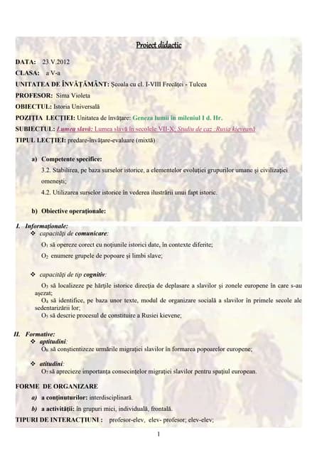 Proiect didactic clasa a 7-a | PPT