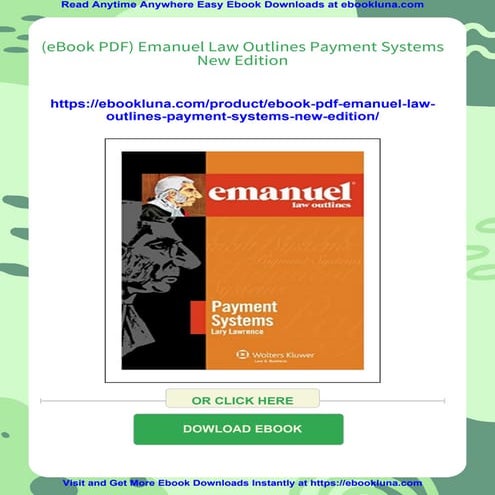 (eBook PDF) Emanuel Law Outlines Payment Systems New Edition | PDF