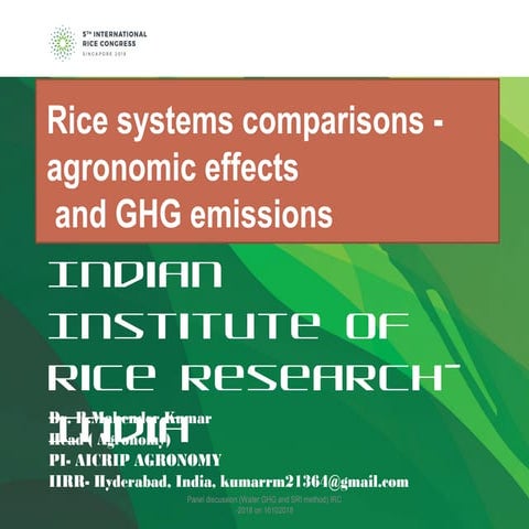 1811 - Rice Systems Comparisons - Agronomic Effects and GHG Emissions | PPT