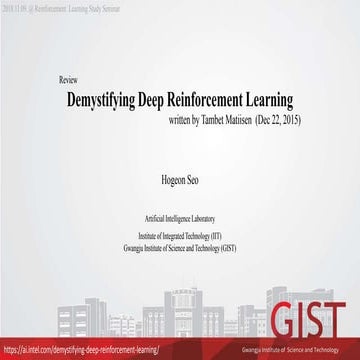 Review Demystifying Deep Reinforcement Learning Written By Tambet