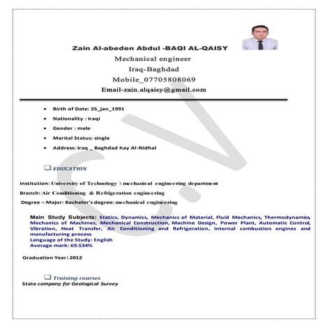 Zain cv (1) | DOCX | Automotive