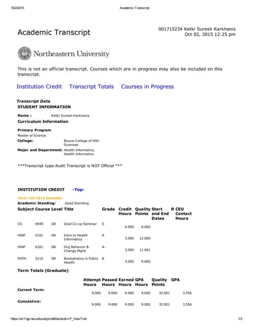 Columbia Southern Transcript | PDF