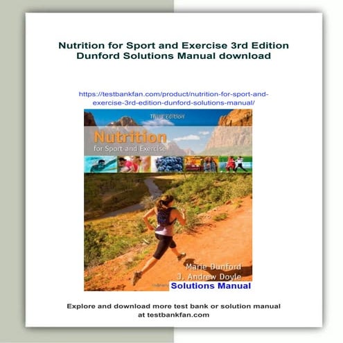 Nutrition for Sport and Exercise 3rd Edition Dunford Solutions Manual | PDF