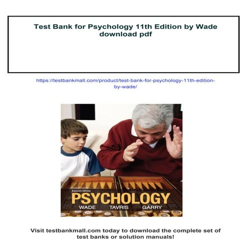 Test Bank for Psychology 11th Edition by Wade | PDF