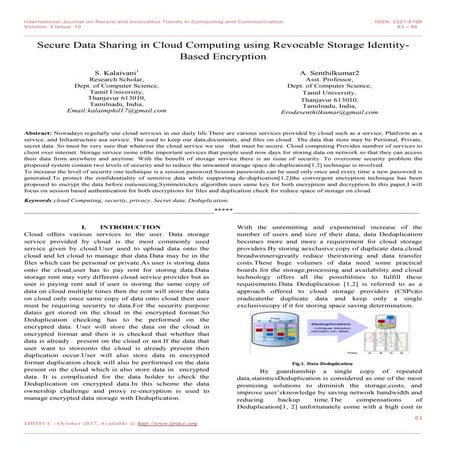 Secure Data Sharing In Cloud Computing Using Revocable Storage Identity Based Encryption Pdf
