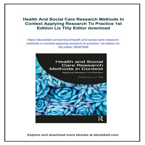 Health And Social Care Research Methods In Context Applying Research To ...