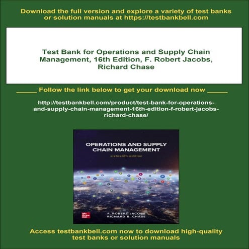 Test Bank for Operations and Supply Chain Management, 16th Edition, F ...