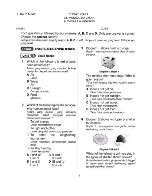 Science year 4dlp sekolah Rendah di Malaysia | PDF