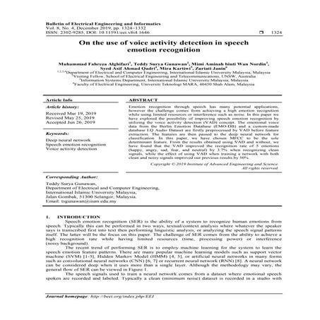 On The Use Of Voice Activity Detection In Speech Emotion Recognition Pdf