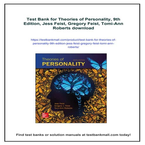 Test Bank for Theories of Personality, 9th Edition, Jess Feist, Gregory ...