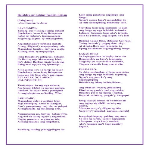 Tula bulaklak ng lahing kalinis linisan | DOCX