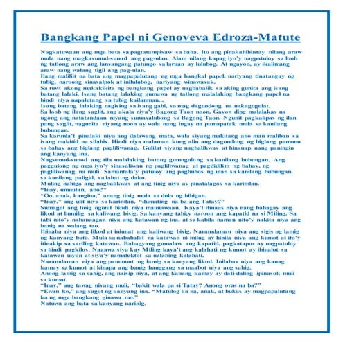 Bangkang papel ni genoveva edroza matute | DOCX
