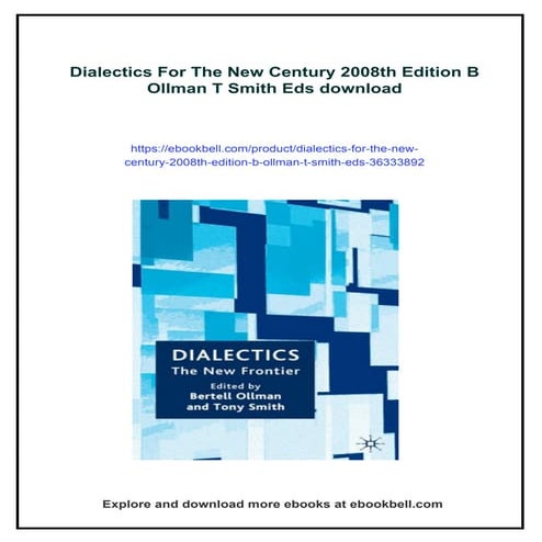 Dialectics For The New Century 2008th Edition B Ollman T Smith Eds | PDF