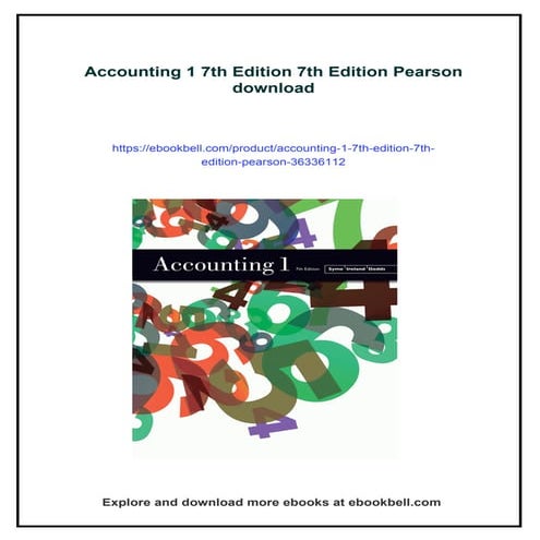 Accounting 1 7th Edition 7th Edition Pearson | PDF