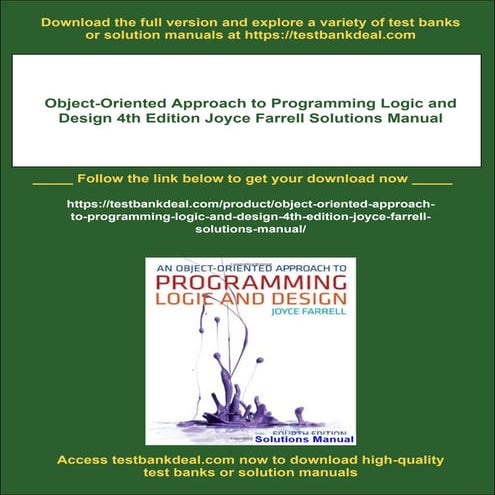 Object Oriented Approach To Programming Logic And Design 4th Edition 0864