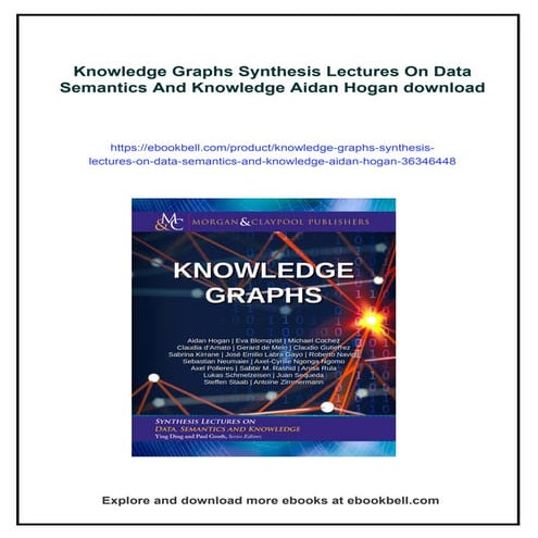 Knowledge Graphs Synthesis Lectures On Data Semantics And Knowledge Aidan Hogan | PDF