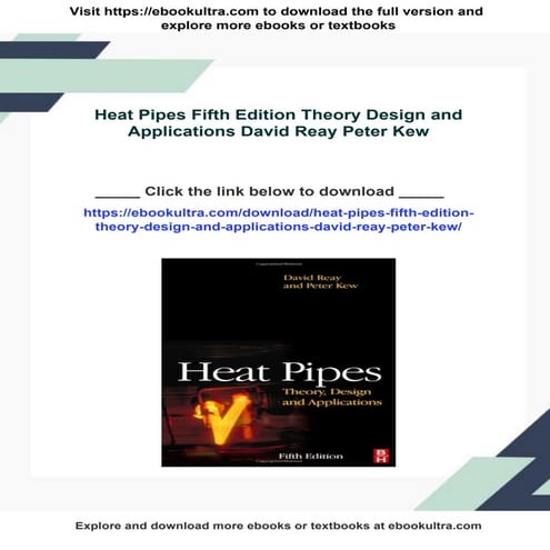 Heat Pipes Fifth Edition Theory Design and Applications David Reay ...