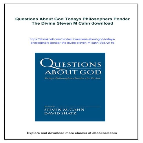 Questions About God Todays Philosophers Ponder The Divine Steven M Cahn ...