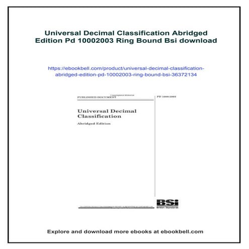 Universal Decimal Classification Abridged Edition Pd 10002003 Ring Bound Bsi | PDF