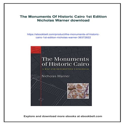 The Monuments Of Historic Cairo 1st Edition Nicholas Warner | PDF