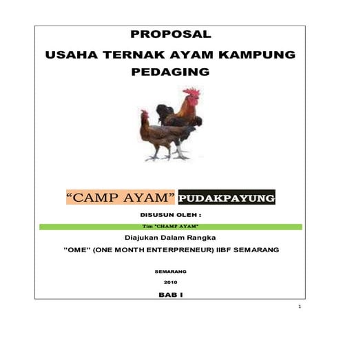 Contoh Proposal Usaha Budidaya Ayam Petelur | KEWIRAUSAHAAN | DOCX