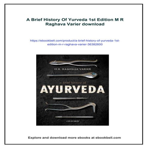 A Brief History Of Yurveda 1st Edition M R Raghava Varier | PDF