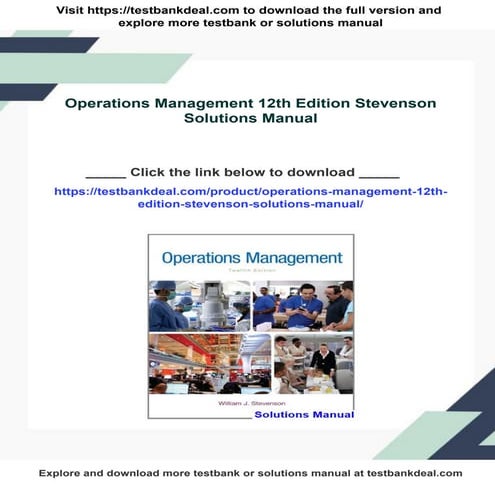 Operations Management 12th Edition Stevenson Solutions Manual | PDF