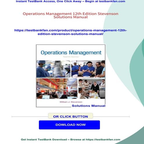 Operations Management 12th Edition Stevenson Solutions Manual | PDF