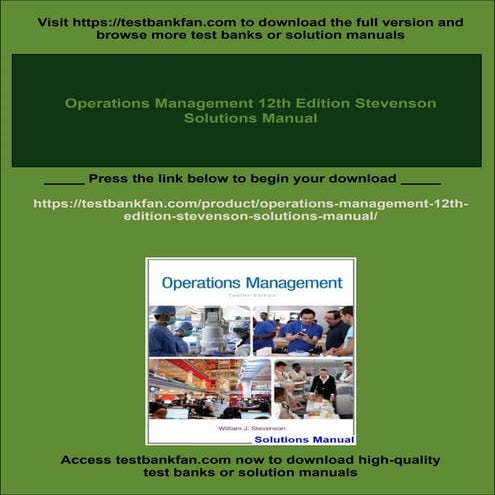 Operations Management 12th Edition Stevenson Solutions Manual | PDF