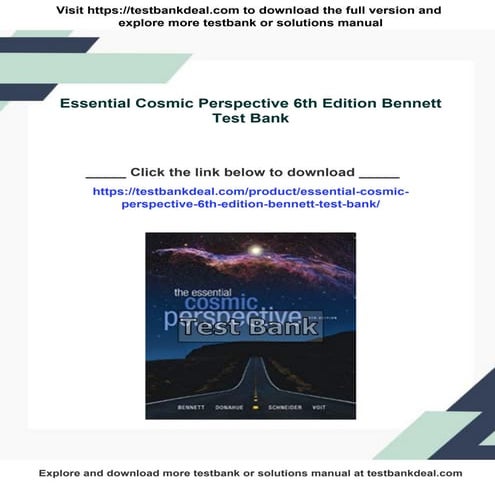 Essential Cosmic Perspective 6th Edition Bennett Test Bank | PDF