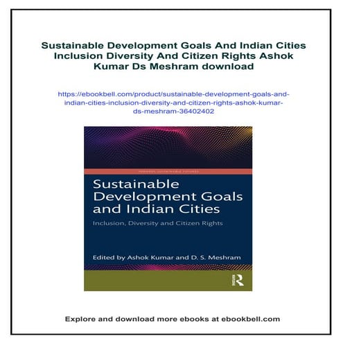 Sustainable Development Goals And Indian Cities Inclusion Diversity And ...