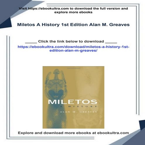 Miletos A History 1st Edition Alan M. Greaves | PDF