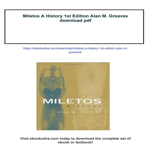 Miletos A History 1st Edition Alan M. Greaves | PDF