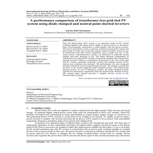 A Performance Comparison Of Transformer Less Grid Tied Pv System Using Diode Clamped And Neutral