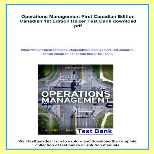 Operations Management First Canadian Edition Canadian 1st Edition ...