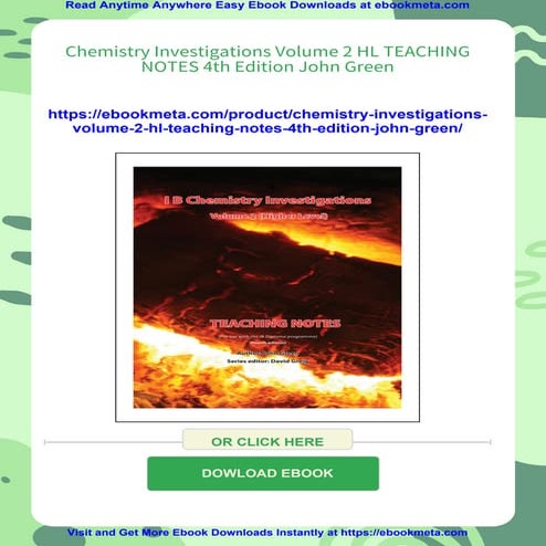 Chemistry Investigations Volume 2 HL TEACHING NOTES 4th Edition John ...