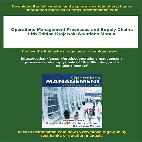 Operations Management Processes and Supply Chains 11th Edition ...