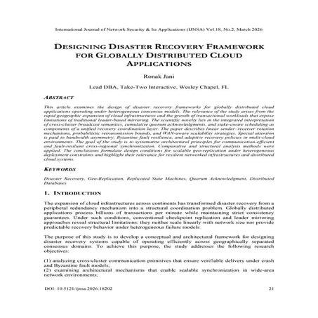 Designing Resilient Disaster Recovery Architecture for Distributed ...