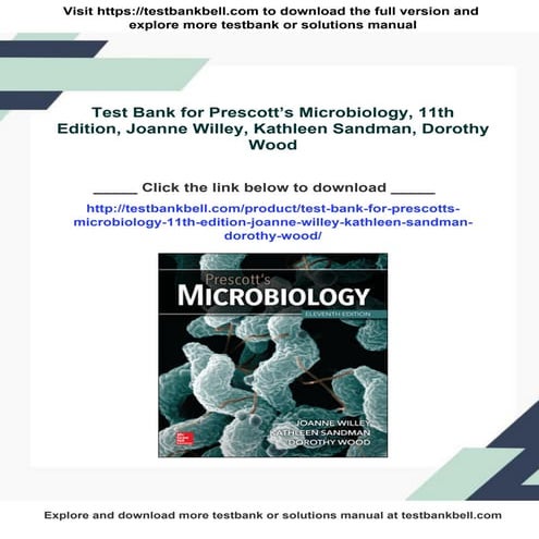 Test Bank for Prescott’s Microbiology, 11th Edition, Joanne Willey ...