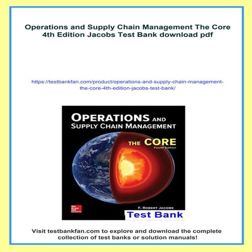 Operations and Supply Chain Management The Core 4th Edition Jacobs Test ...