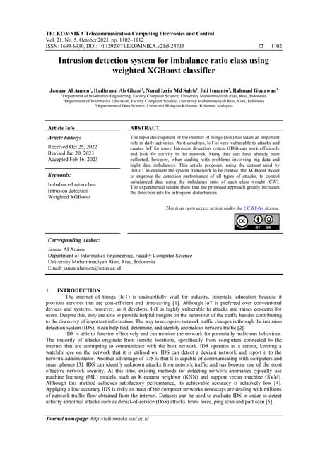 Intrusion Detection System Ids Development Using Tree Based Machine Learning Algorithms Pdf