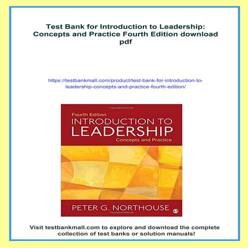 Test Bank for Introduction to Leadership: Concepts and Practice Fourth ...