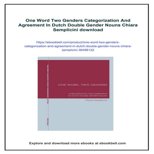 One Word Two Genders Categorization And Agreement In Dutch Double ...