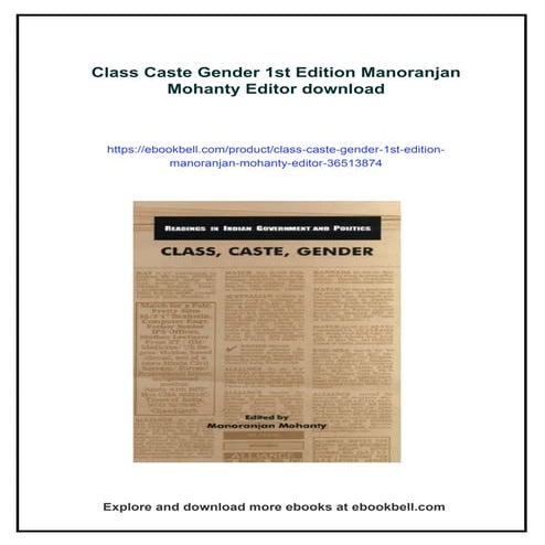 Class Caste Gender 1st Edition Manoranjan Mohanty Editor | PDF