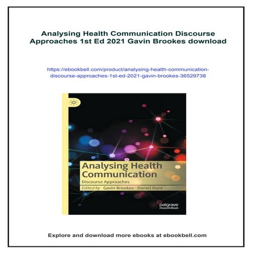 Analysing Health Communication Discourse Approaches 1st Ed 2021 Gavin ...