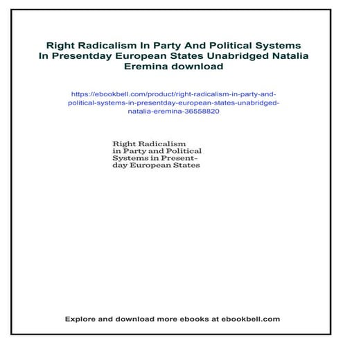 Right Radicalism In Party And Political Systems In Presentday European ...