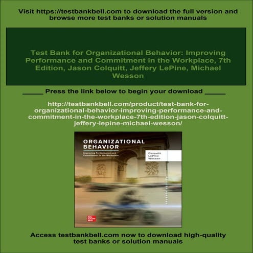 Test Bank for Organizational Behavior: Improving Performance and ...